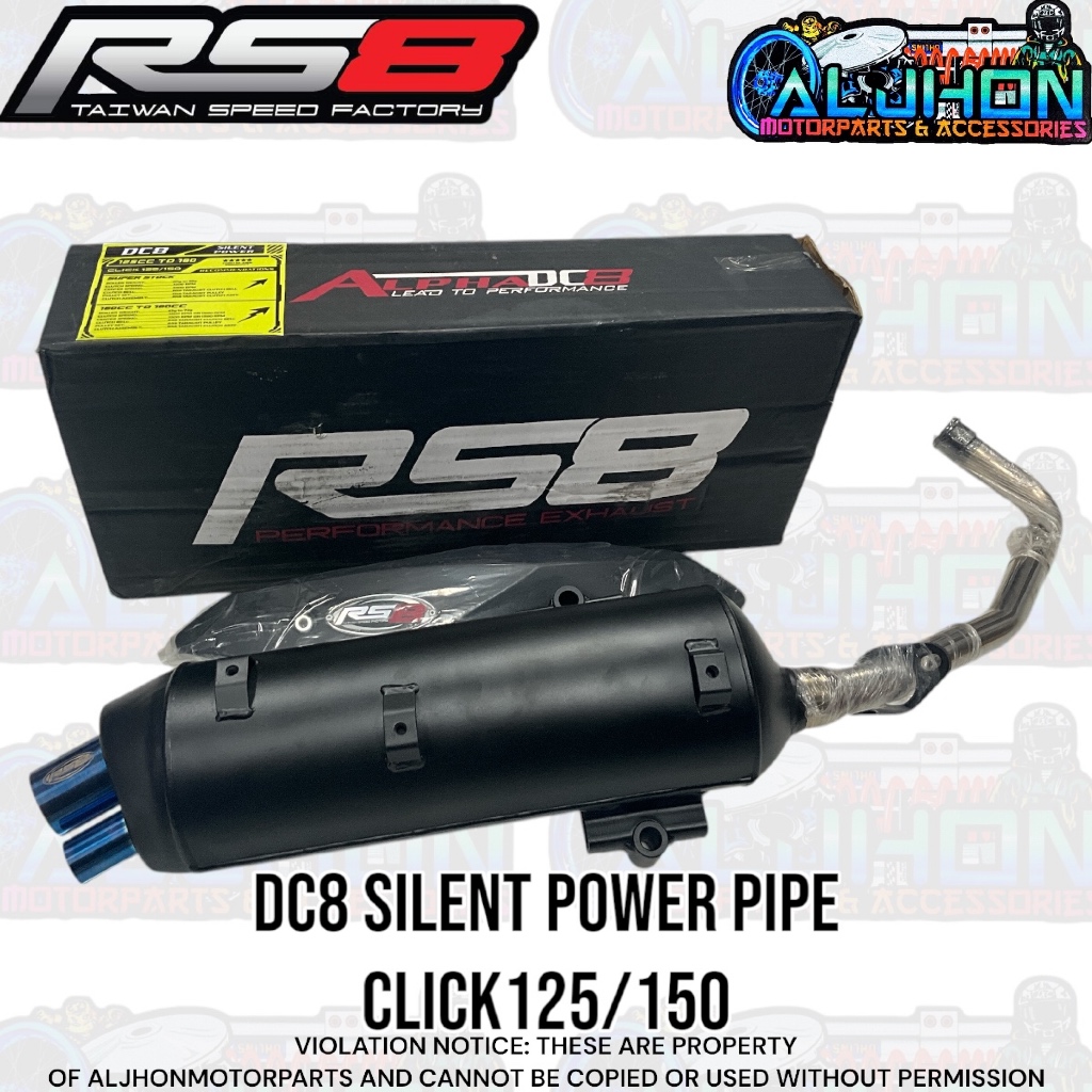 RS8 DC8 SILENT POWER PIPE CLICK125/150 PERFORMANCE EXHAUST | Shopee ...