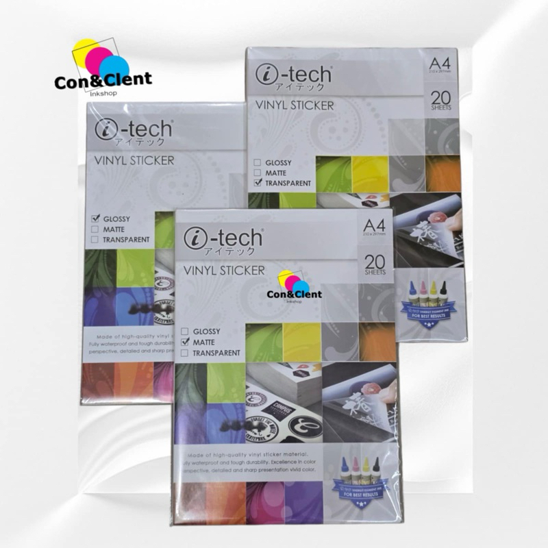 Itech Vinyl sticker Glossy, matte or transparent 20pcs/pack | Shopee ...