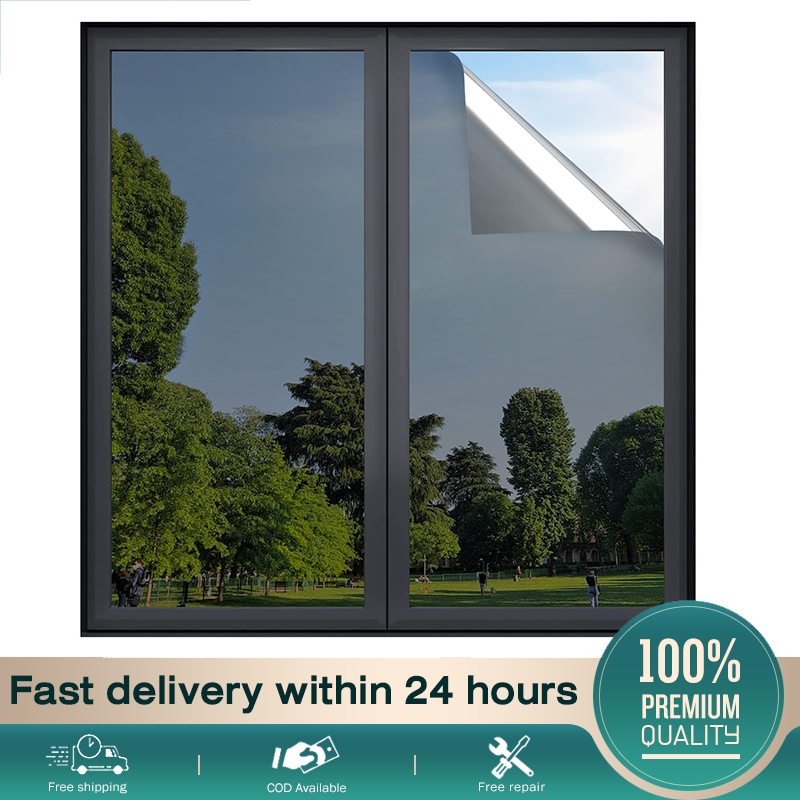 Black Silver One-Way Daytime Privacy Window Film For Household Sunshade ...
