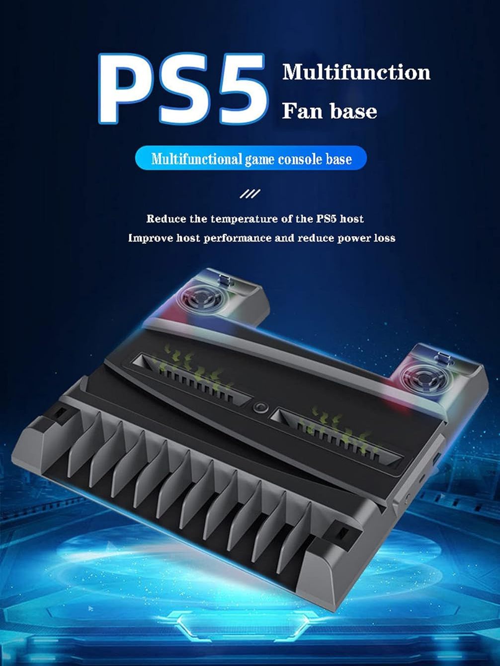 DOBE PS5 Multifunctional Vertical Stand with Dual Controller Charging ...