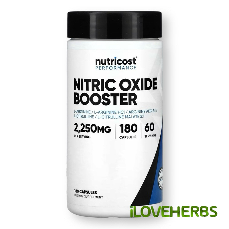 Nutricost, Performance, Nitric Oxide Booster, 2,250 mg, 180 Capsules (750 mg per Capsule ...