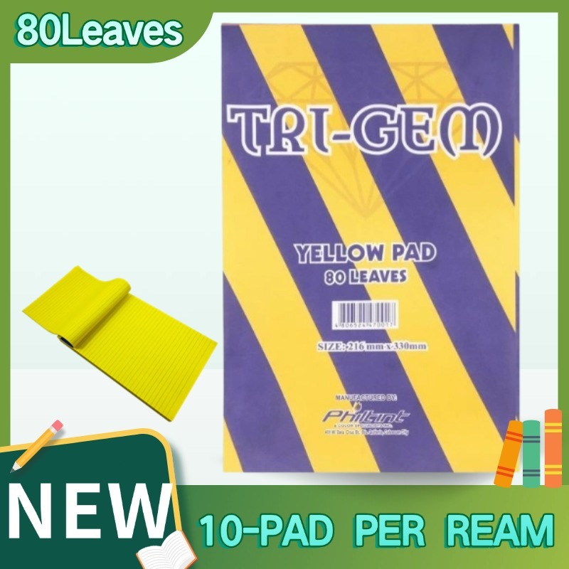 TRI-GEM 80-Leaves Yellow Pad Paper 10-PAD PER REAM | Shopee Philippines
