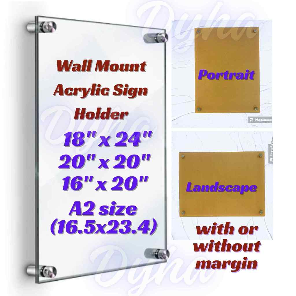 Clear Acrylic Wall Mount Floating Sign Holder Certificate Photo Frames ...