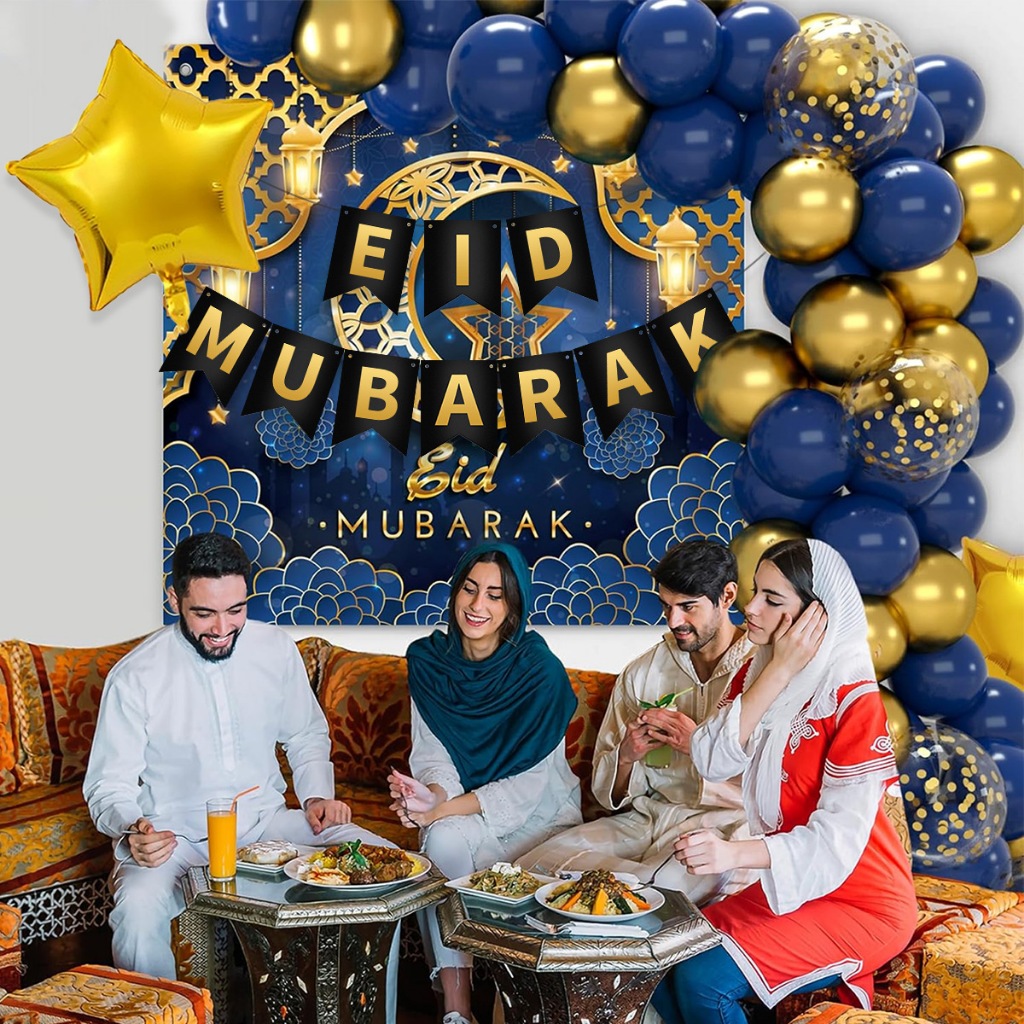 1Set Eid Mubarak Star Moon Balloons Ramadan Kareem Decorations Muslim ...