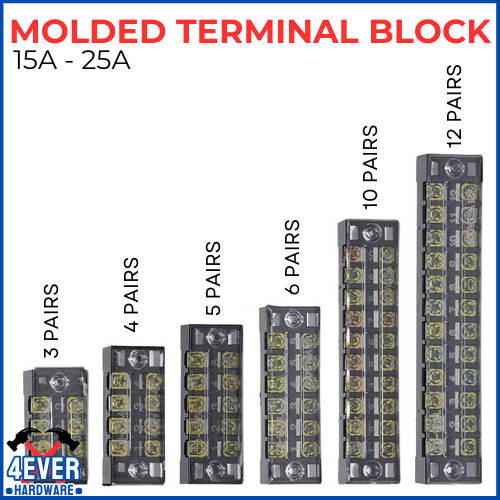 Molded Terminal Block 15A/25A Electrical Heavy Duty 4EVER HARDWARE ...