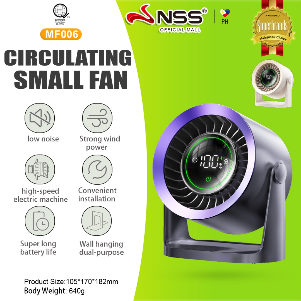 NSS Portable Desktop Fan Rechargeable Fan 100 Gears with Digital ...