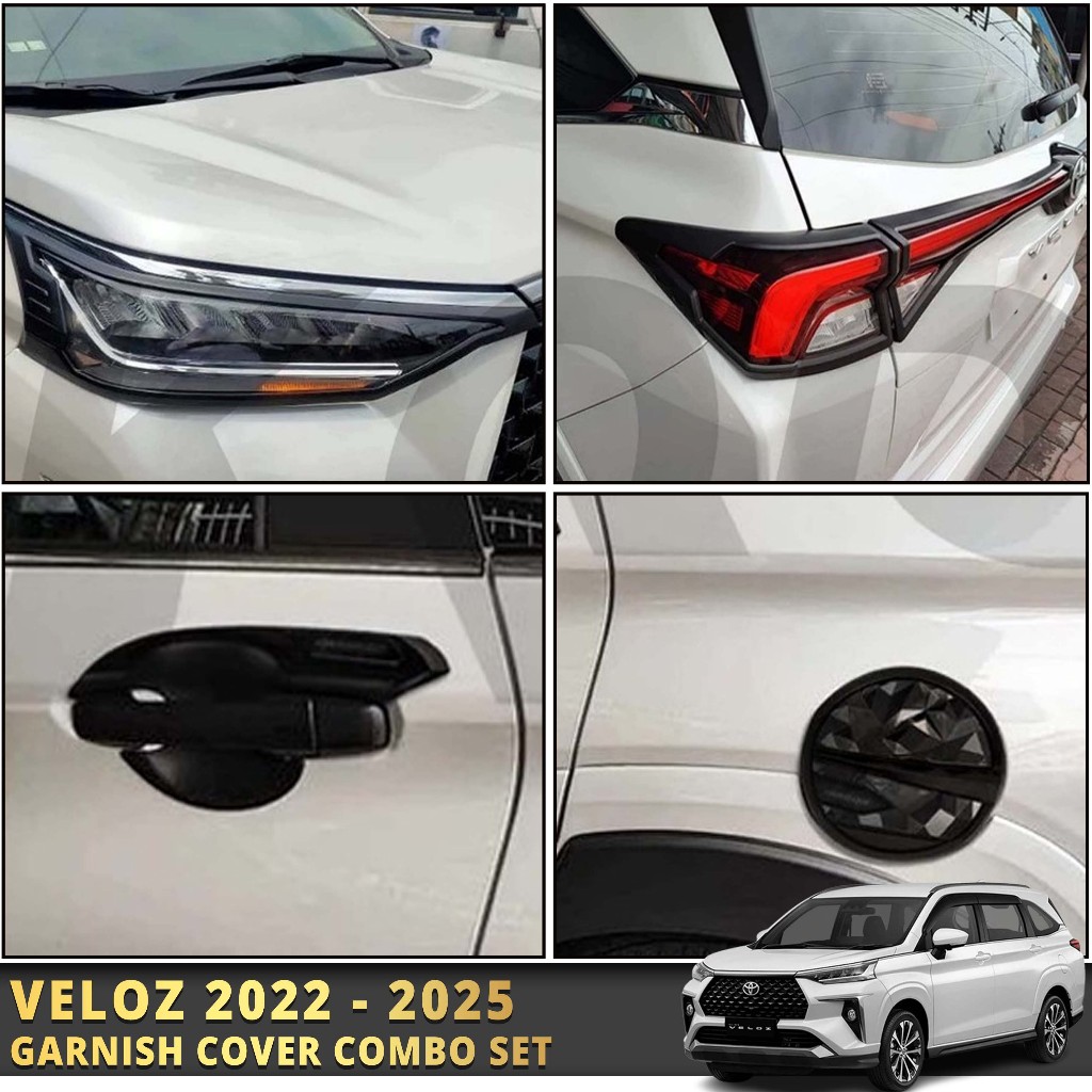Matt Black / Chrome Garnish Cover Combo Set For Toyota Veloz 2022 ...