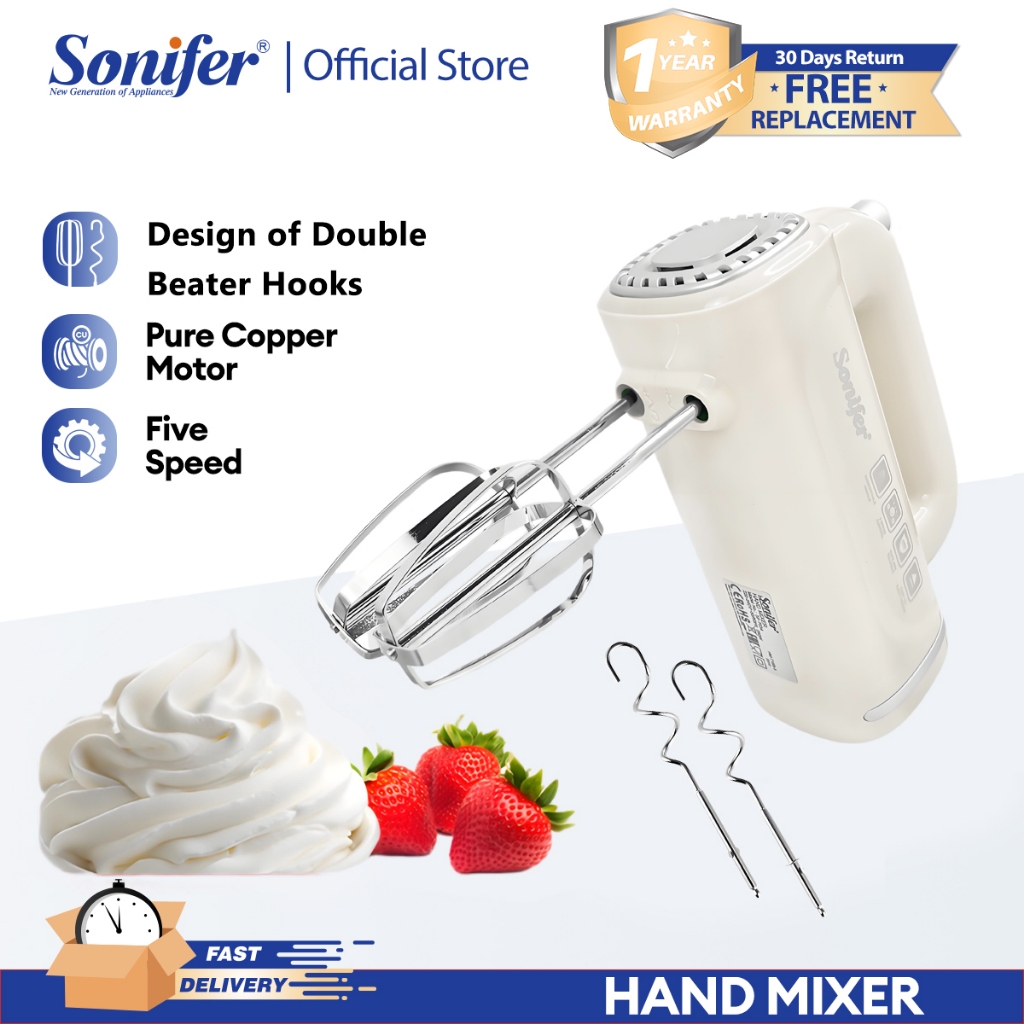 Sonifer Electric Hand Mixer Portable 5 Speed with push eject ...