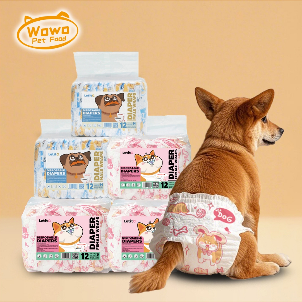 WOWO Pet Diapers 36pcs Female Male Disposable Diapers Dog Wrap Diapers ...
