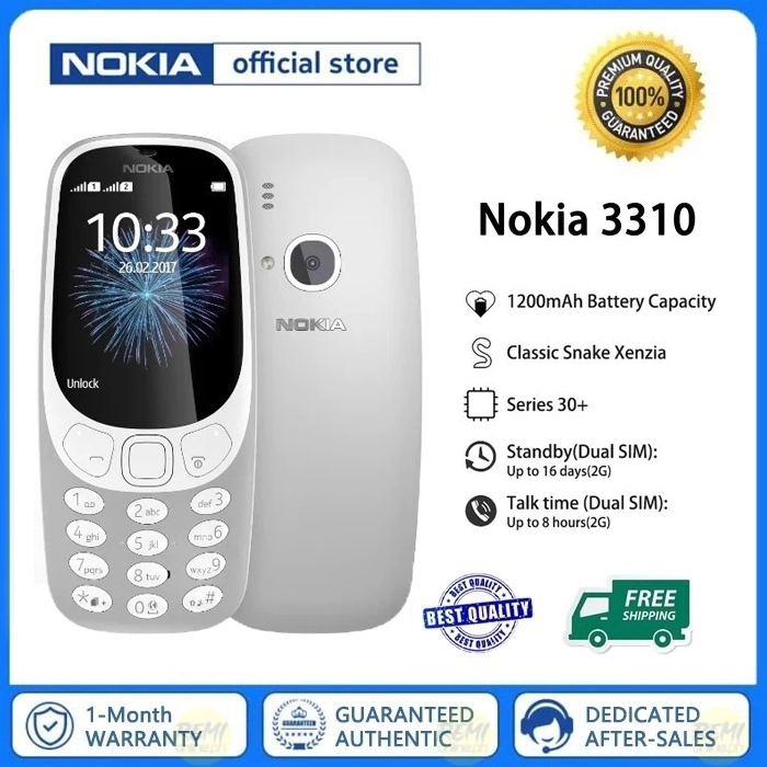 Original Brand new Noki 3310 Dual Sim Keypad Phones 1200mAh Battery FM ...