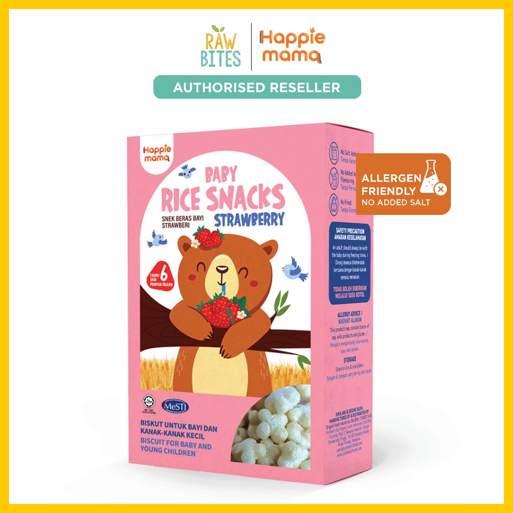 Happiemama Baby Snack Strawberry Rice Snack [3 packs x 10g] [6mos ...