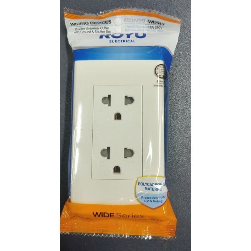 Royu Duplex Universal Outlet with Ground & Shutter Set WD913 | Shopee Philippines