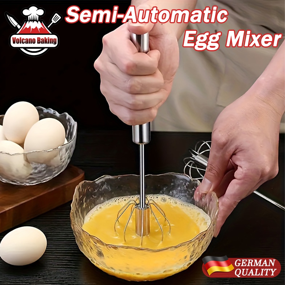 Semi-Auto Egg Beater Mixer Stainless Steel Whisk - Hand Mixer Self ...