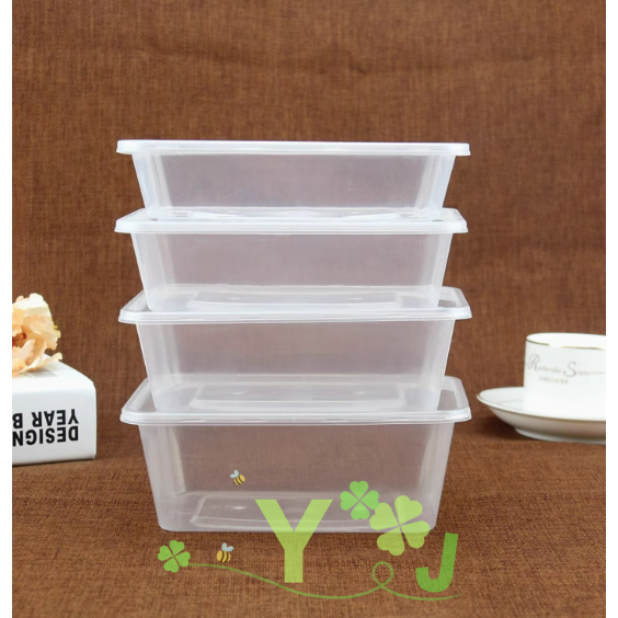 100/300pcs Food Container, Disposable Clear Rect. Plastic, 500/650/750 ...
