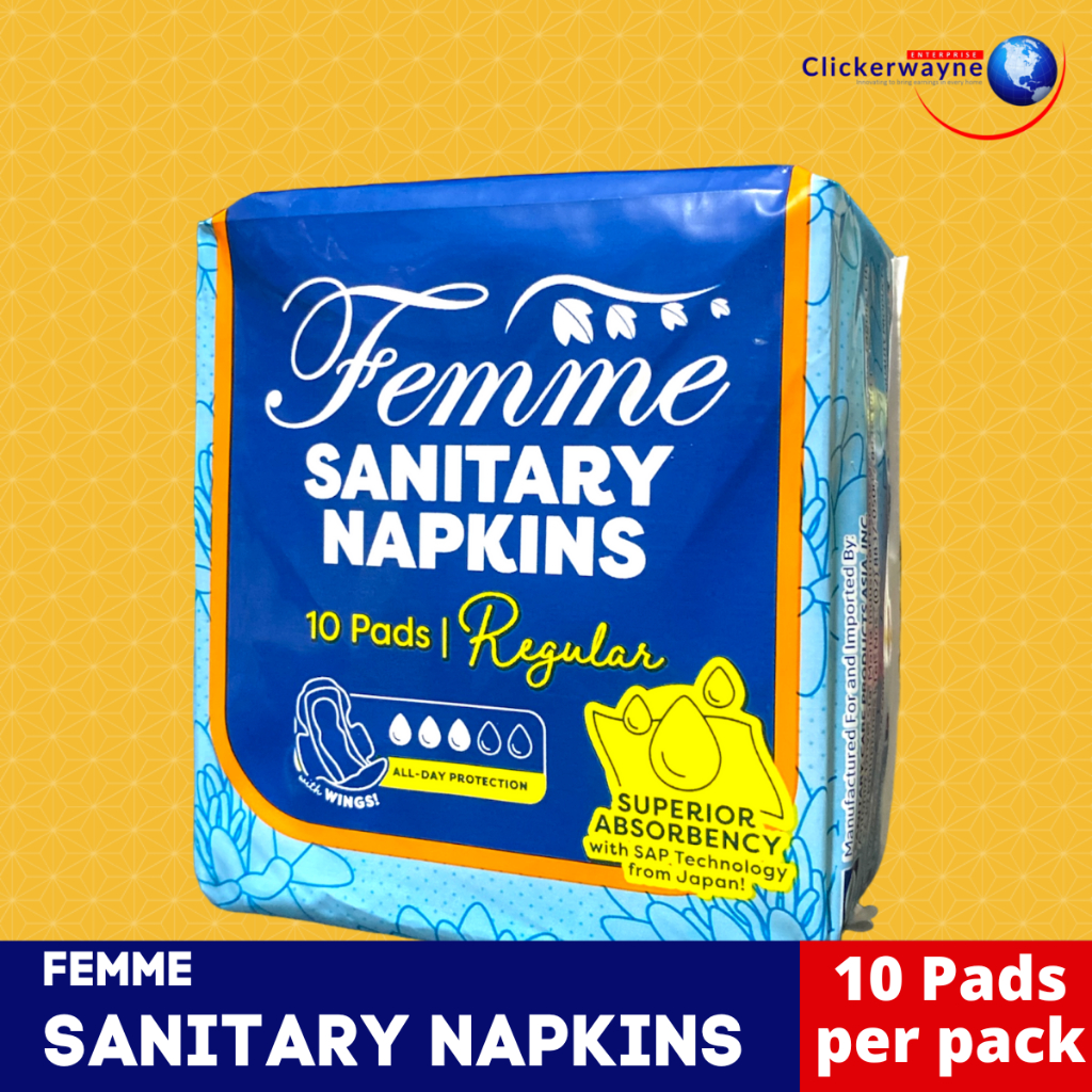 Femme Sanitary Napkins Regular With Wings Superior Absorbency 10 Pads ...