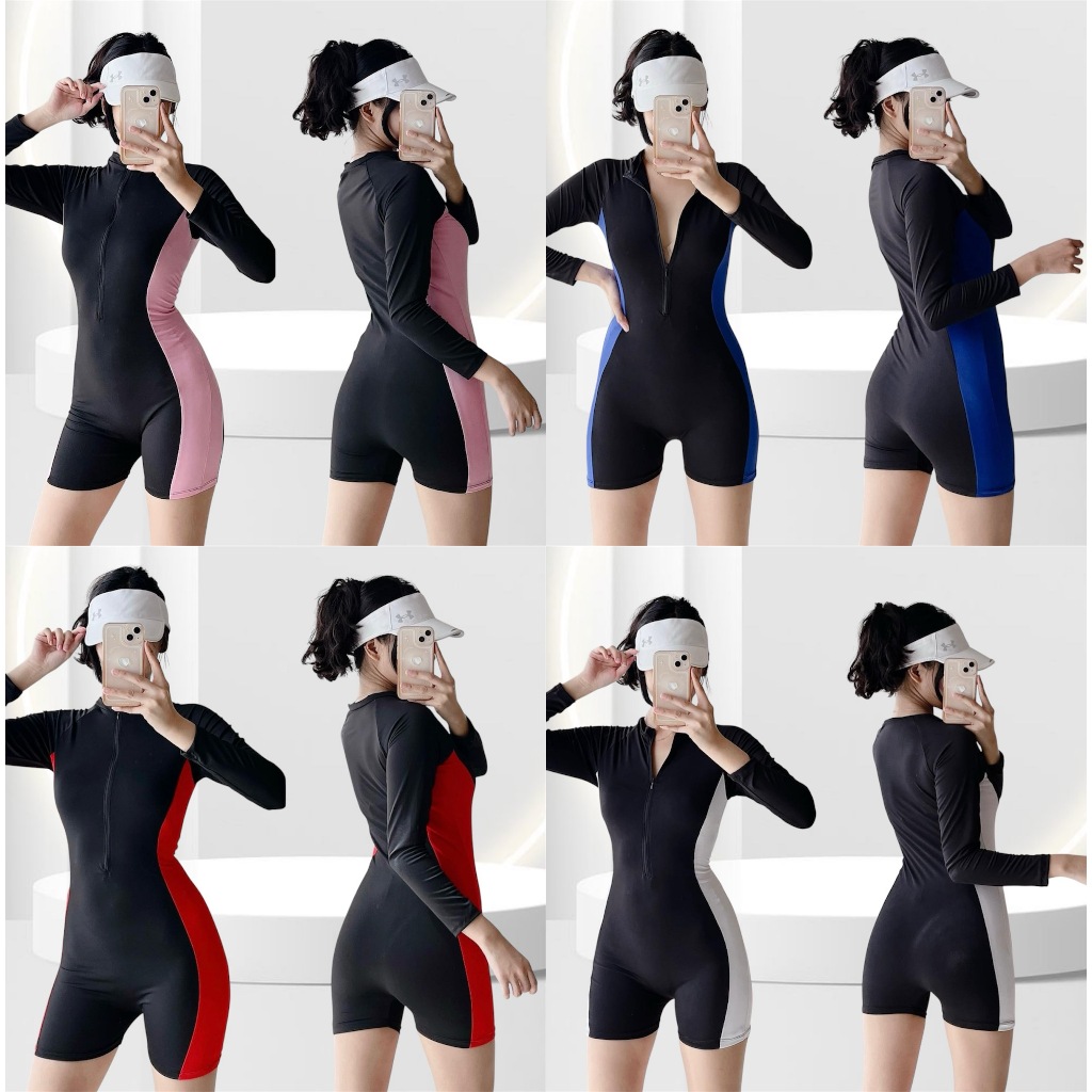 Women's Rash Guard One Piece Swimsuits for Summer Outfit 10968 | Shopee ...