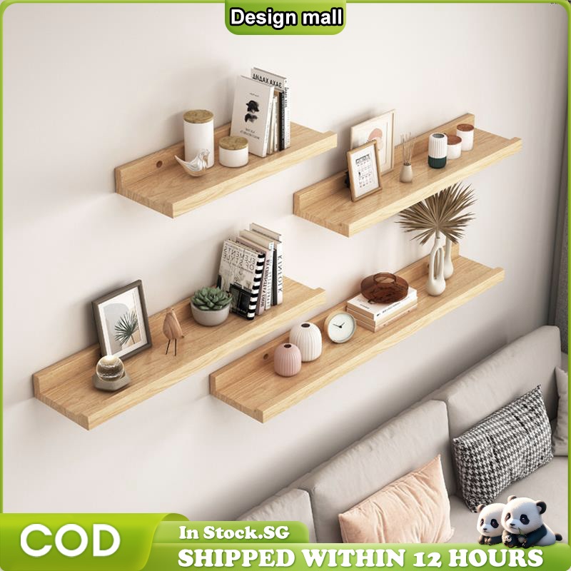 Solid Wood Wall Shelf Wall Mounted Shelf Hanging Shelves 120mm ...