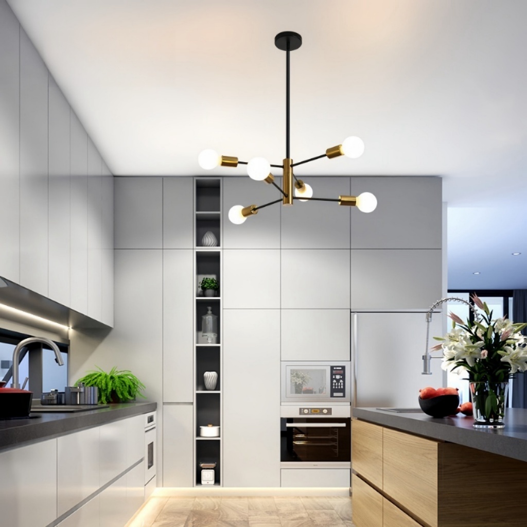 Nordic copper color aluminum iron bedroom 6 head chandelier(excluding ...