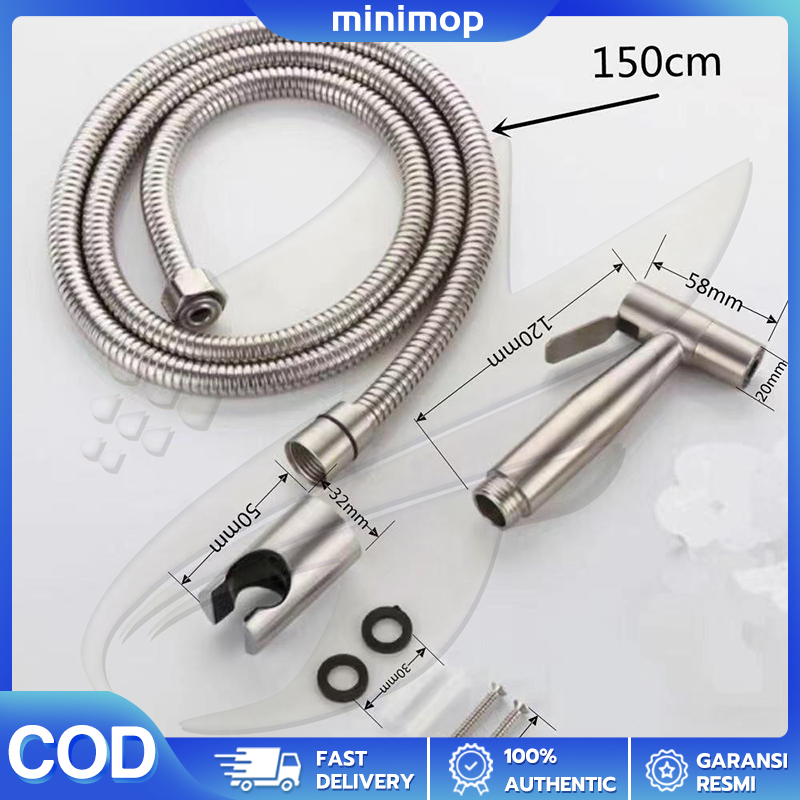 COD Stainless Steel Bidet Spray Set For Bathroom（Hose:1.5m）, 3 Years ...