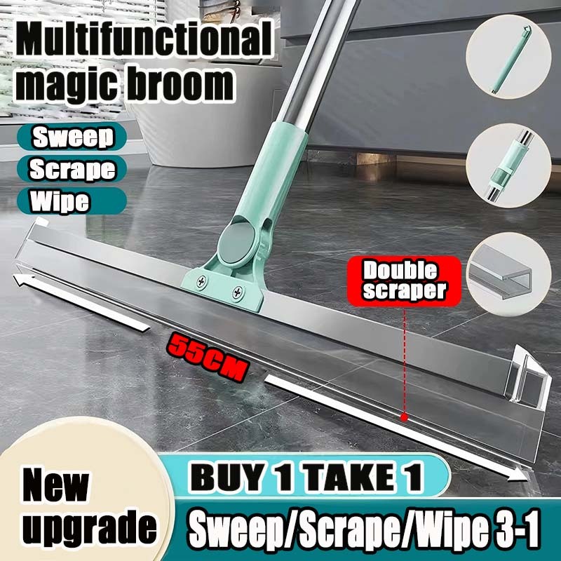 55CM Floor Squeegee Bathroom Wiper 180° Rotatable Magic Mop Floor Mop ...