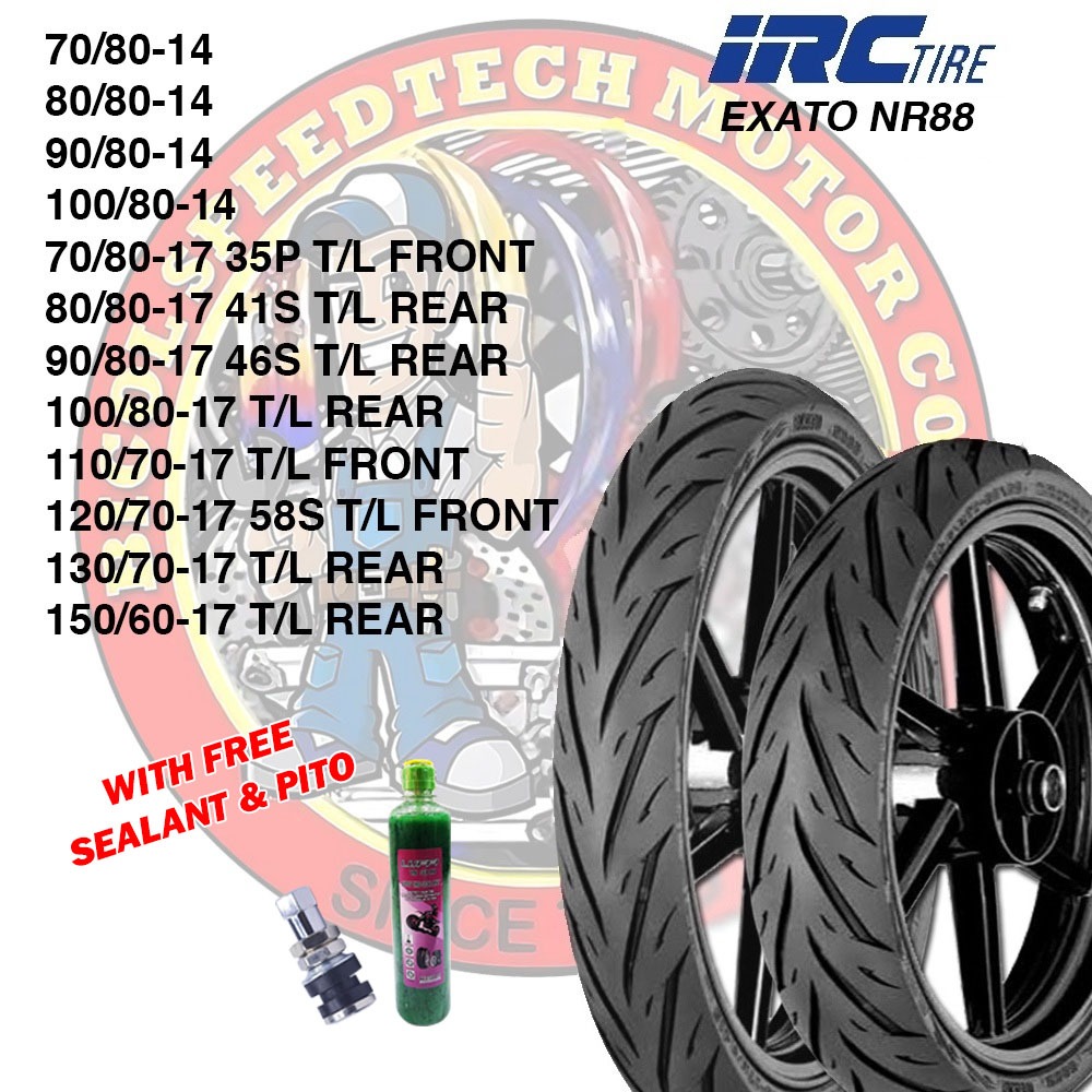 ORIGINAL IRC NR88 EXATO TUBELESS TIRE SIZE RIM 14 & 17 MADE IN ...