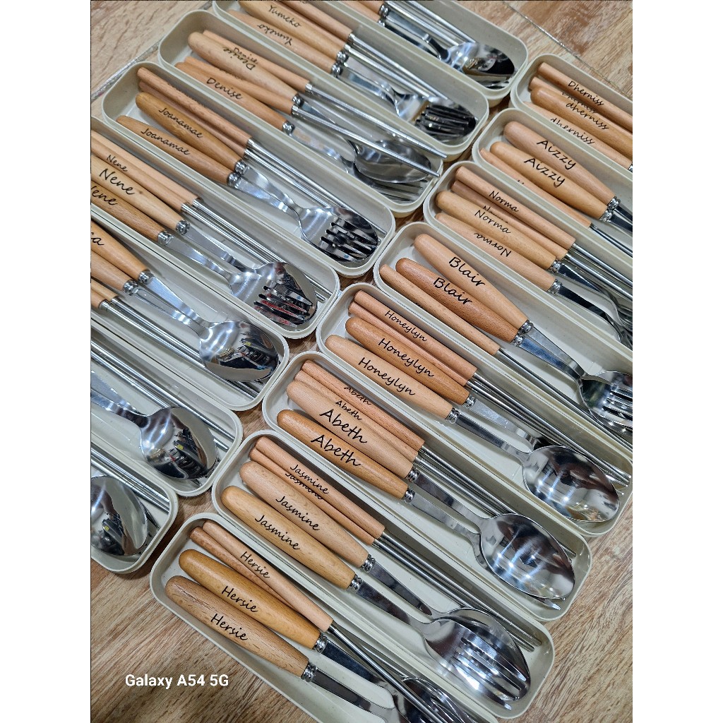 Personalized SPOON , FORK , CHOPSTICKS With LASER Engraved (CUTLERY SET ...