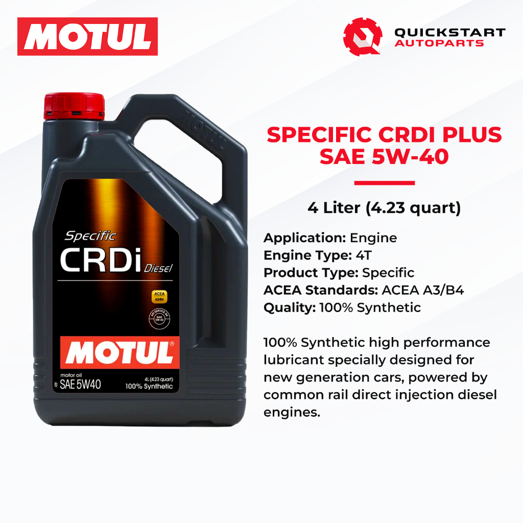Motul Specific CRDI Plus 5W-40 Diesel Oil (4 Liters / 1 Liter) | Shopee ...