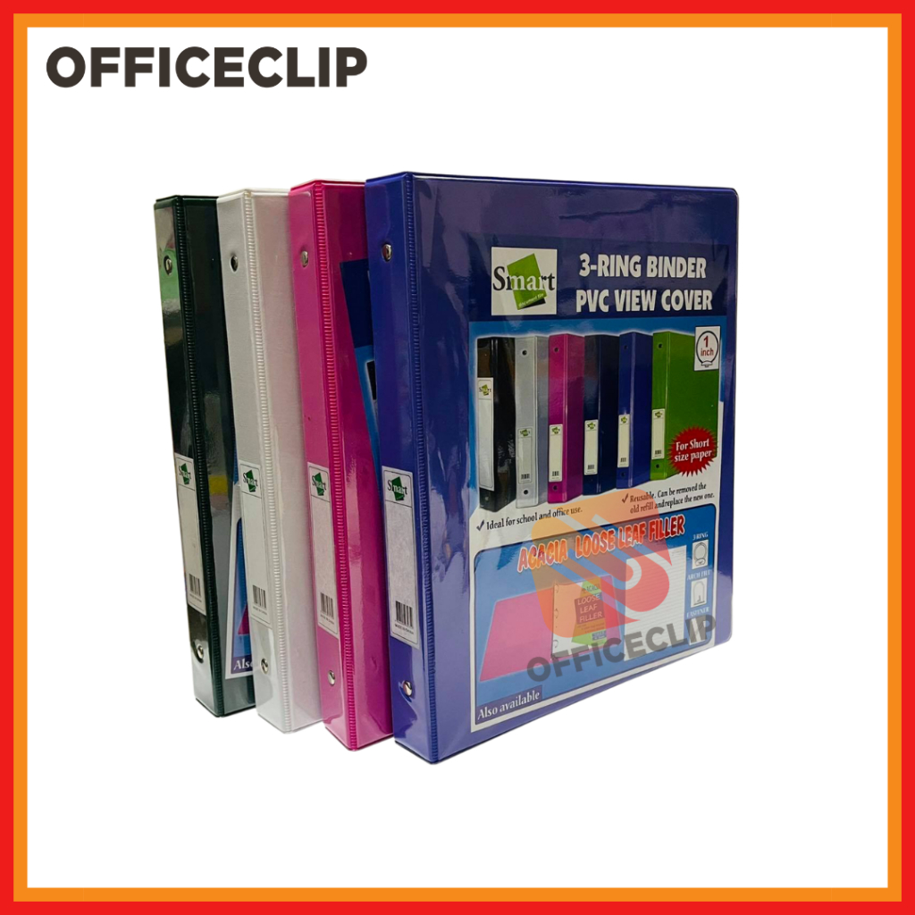 OfficeClip 3-Ring Binder Arch File Folder PVC View Cover 1 inch A4 Size ...
