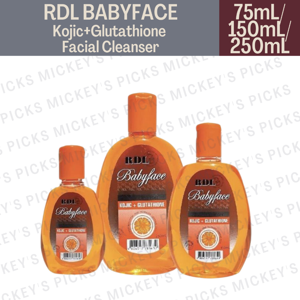 RDL BABYFACE Facial Cleanser, Kojic and Glutathione 75mL/150mL/250mL ...