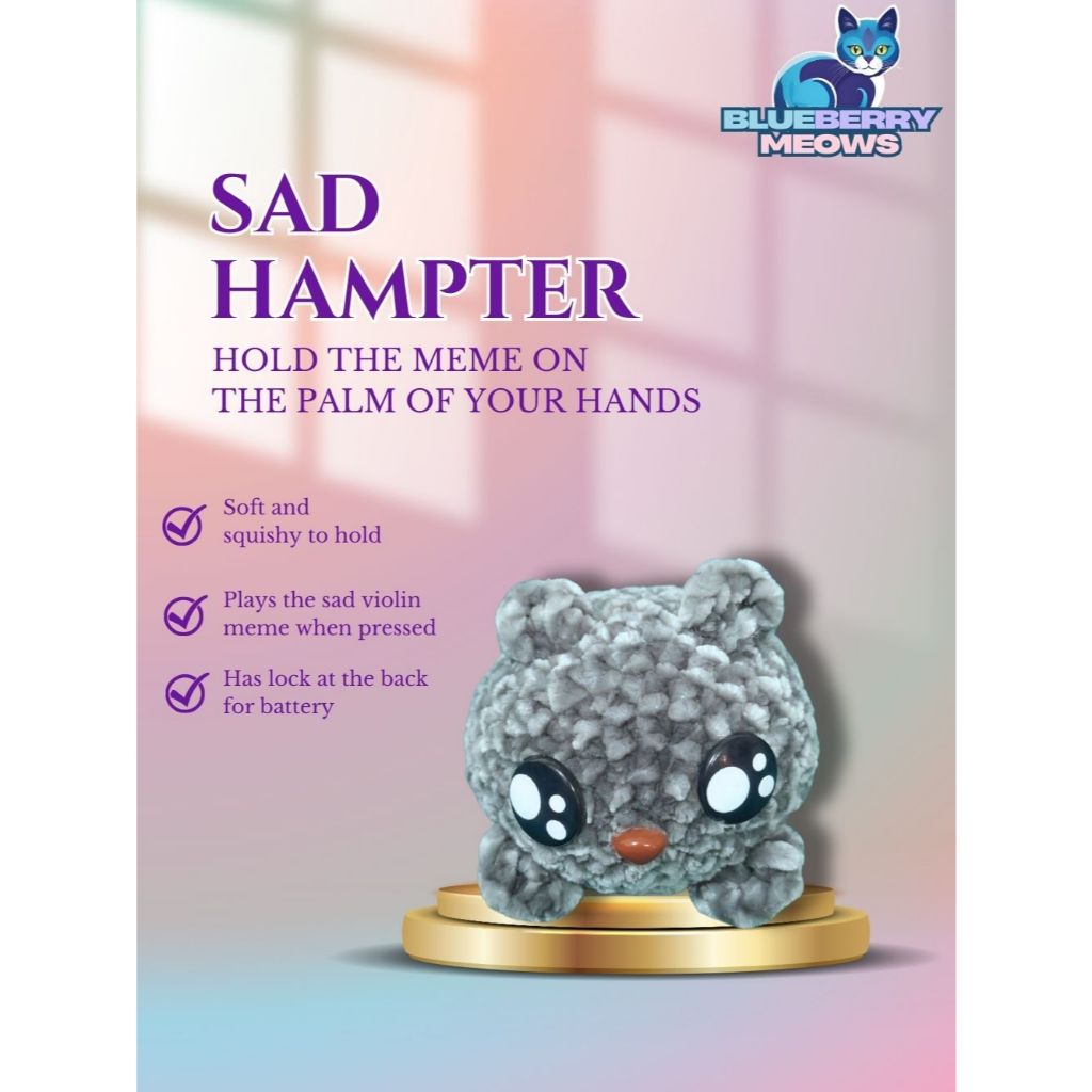 BBM HANDMADE Crochet Sad Hampter Hamster Plushie with Playable Violin ...
