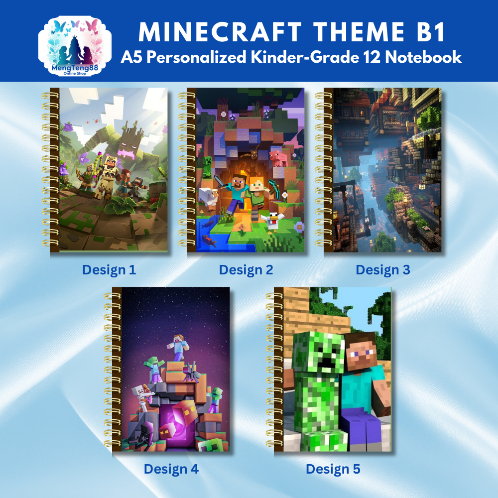 Minecraft Theme B1 Personalized Notebook Kinder-Grade 12 A5 (14cm x ...