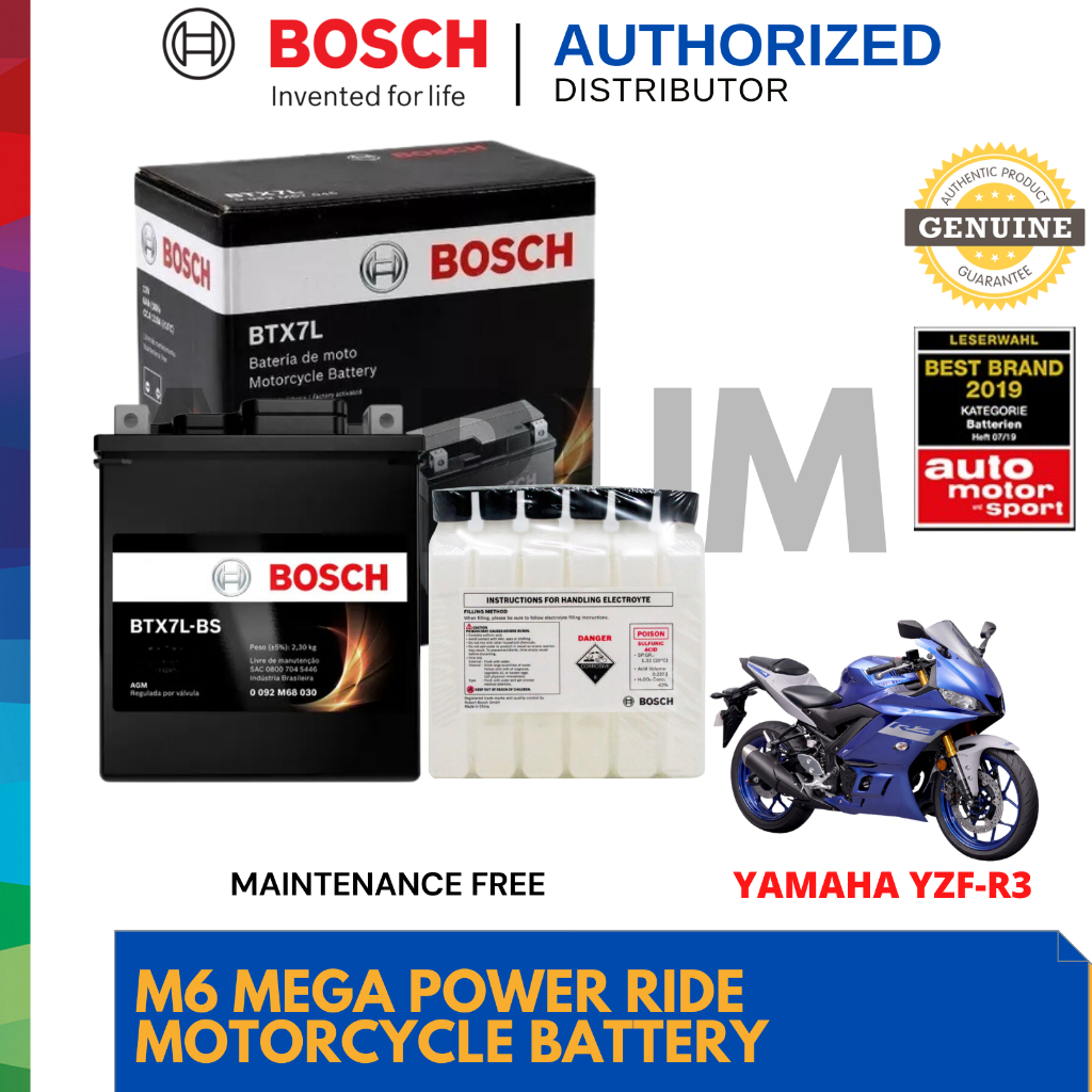 Bosch 7L battery for Yamaha YZF-R3, Bosch Battery | Shopee Philippines