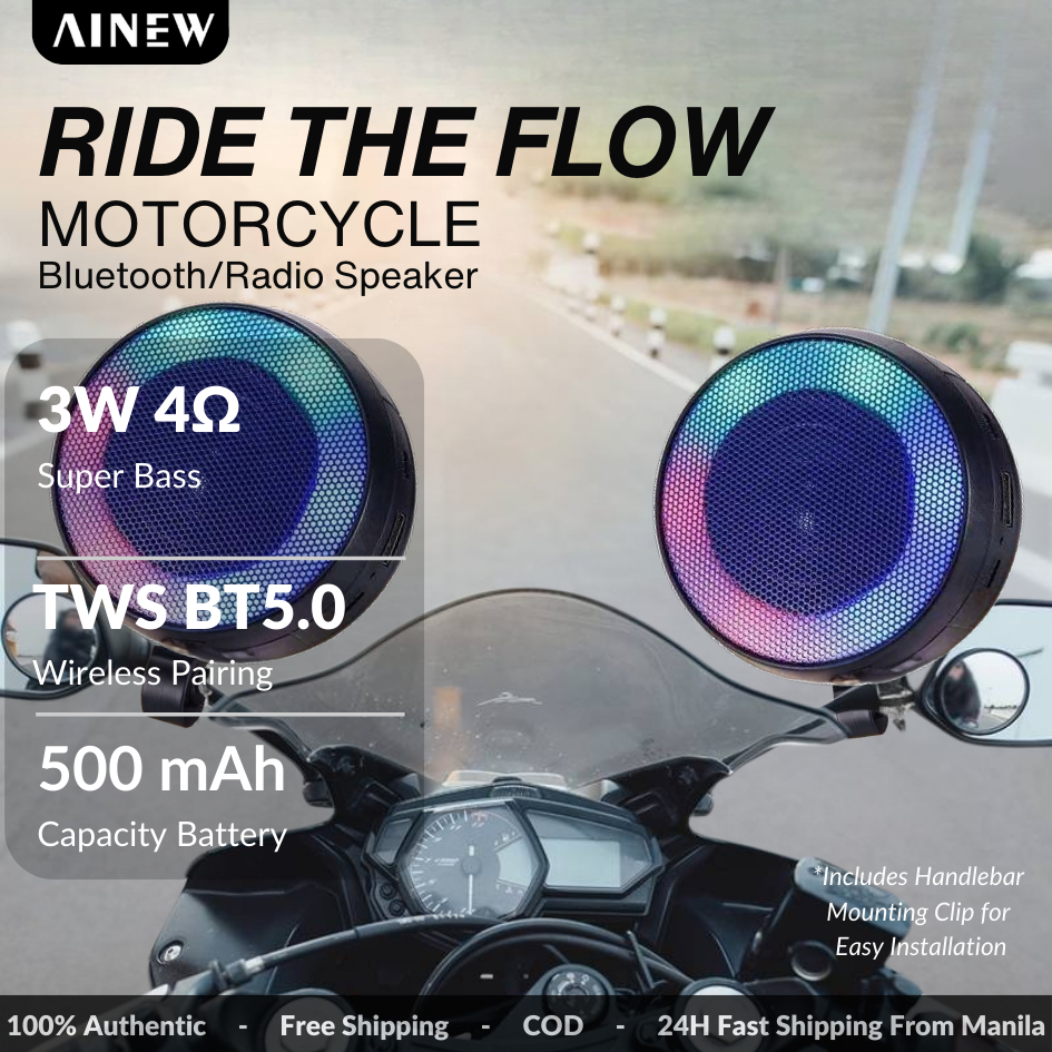 F80 Motorcycle Compact Speaker | RGB Lights | TWS Pair two Speaker ...