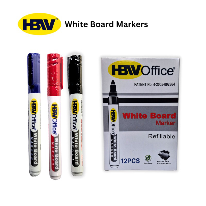2pcc HBW Office Whiteboard Marker Black Blue Red | Shopee Philippines