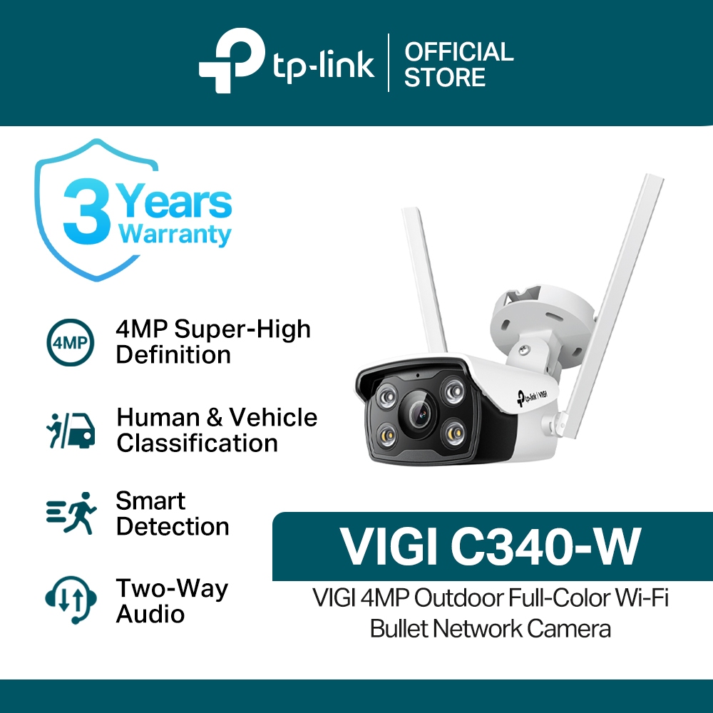 TP-Link | VIGI C340-W | 4MP | Outdoor | Full-Color | Wi-Fi | Bullet ...