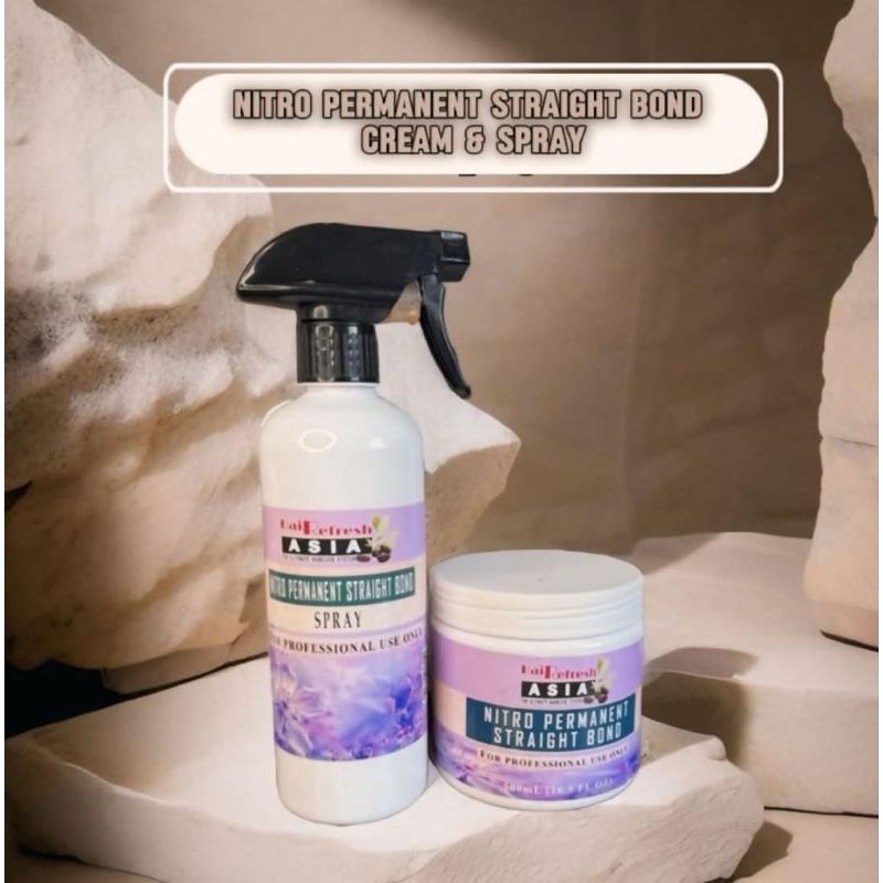NITRO PERMANENT STRAIGHT BOND CREAM&SPRAY 500ML SET by HAIR REFRESH ...