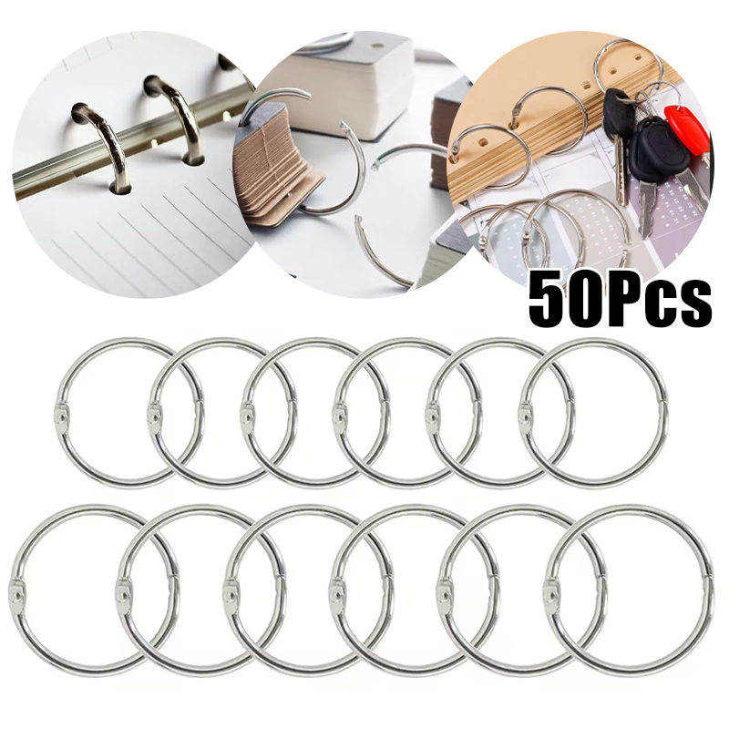 50pcs Metal Binder Rings,Book Binder Rings, Ring Binder Clips,Office ...