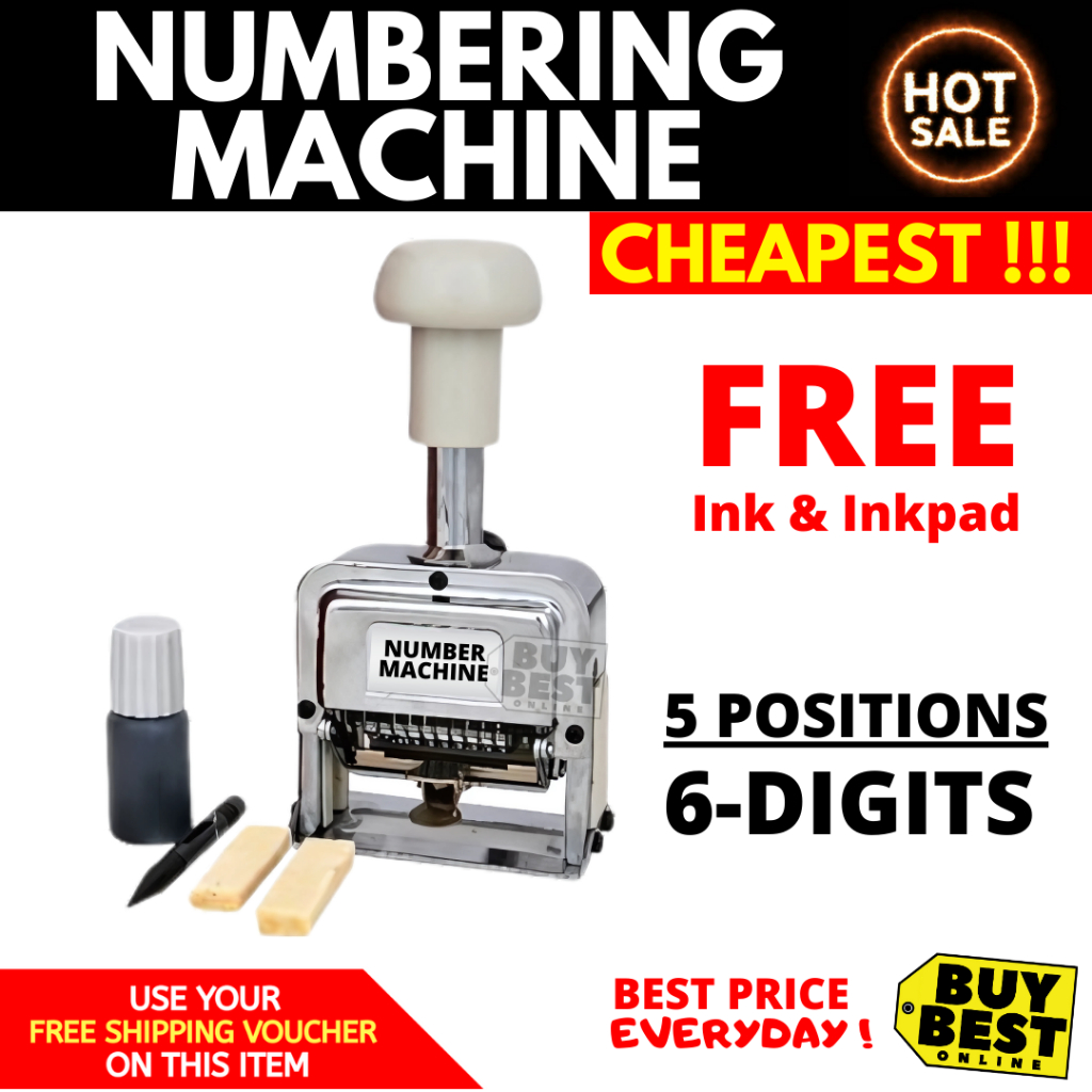 Automatic Numbering Machine (Metal) Self-Inking - 6 DIGITS | Shopee ...