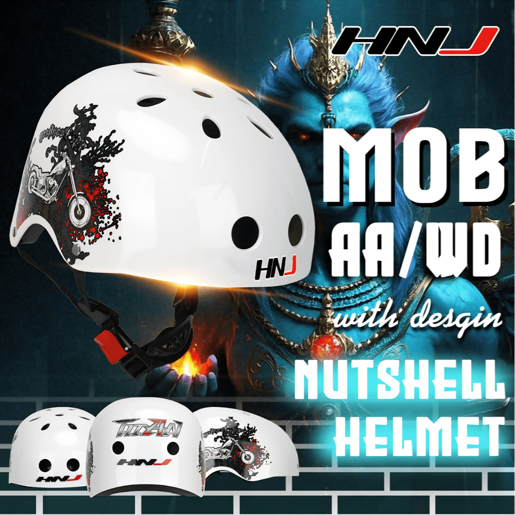 HNJ MOB-AA W/D Motorcycle/Bike Nutshell Helmet Open Face Skateboard ...