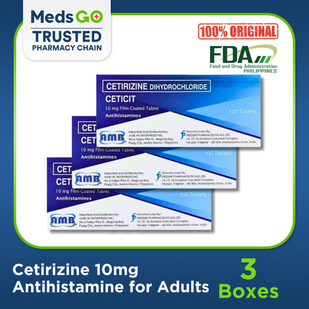 Cetirizine 10mg Antihistamine for allergy Adult - 3 Boxes (Ceticit ...