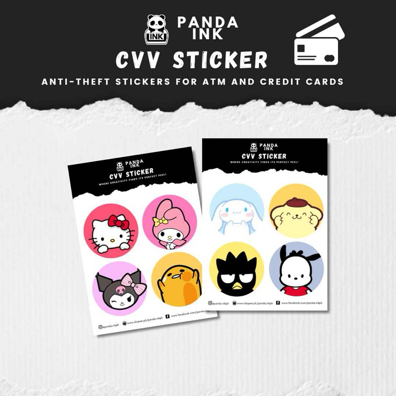 CVV Sticker Hello Kitty My Melody Kuromi and Gudetama | Shopee Philippines
