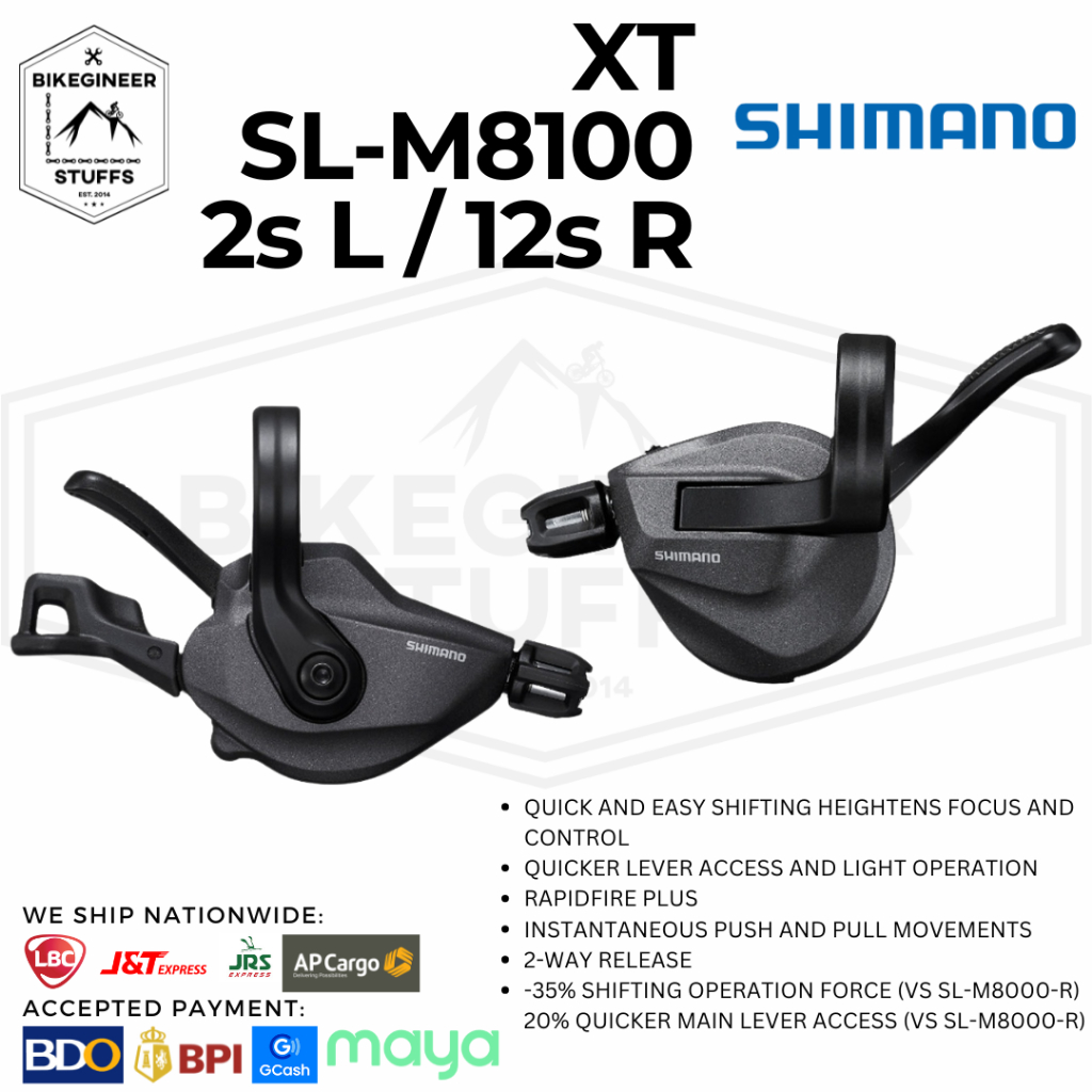 Shimano XT SL-M8100 2x12s Front/Rear Shifter Set - Complete with Cable ...