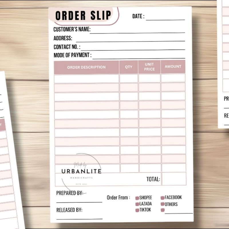 Order Slip Pad | Order slip Receipt NON CARBONIZED | Shopee Philippines