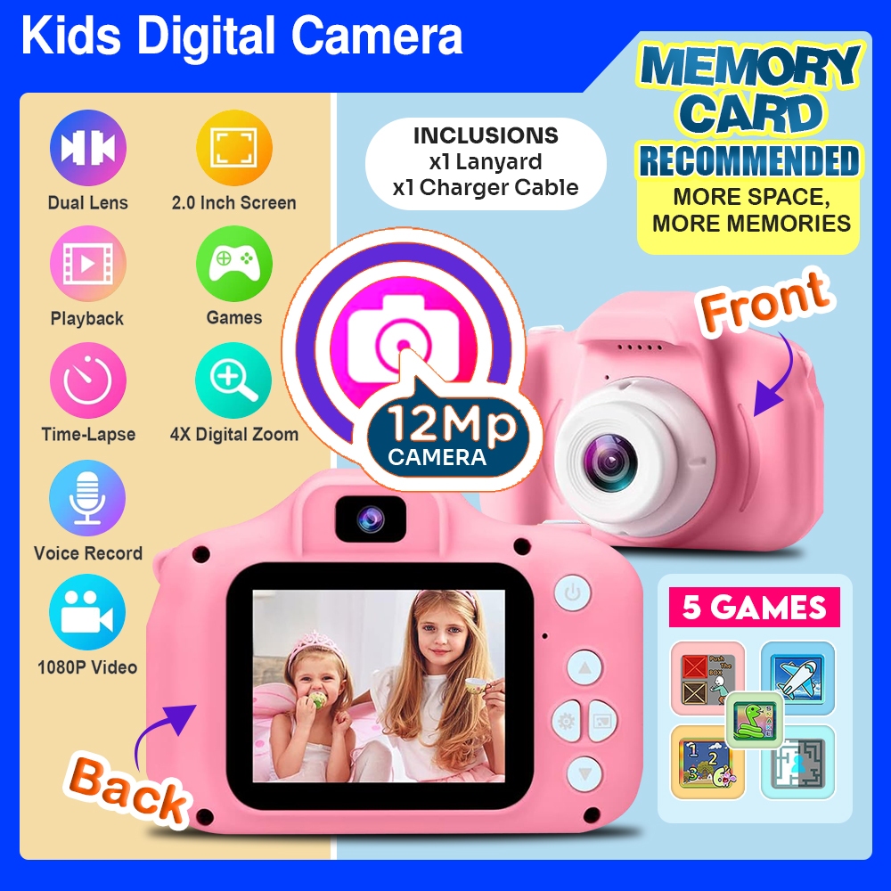 12MP Kids Plain Portable Toy Camera Kids Digital Camera With FREE GAMES ...