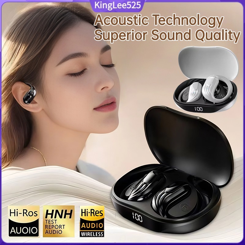 2025 Bluetooth headset bone conduction ultra-long battery life no-ear wireless open ear-hook ...