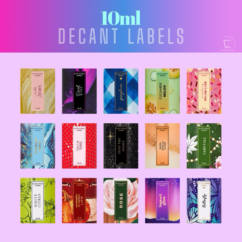 BBW 10ml Decant Labels | Vibrant colors | Matte stickers | Shopee ...