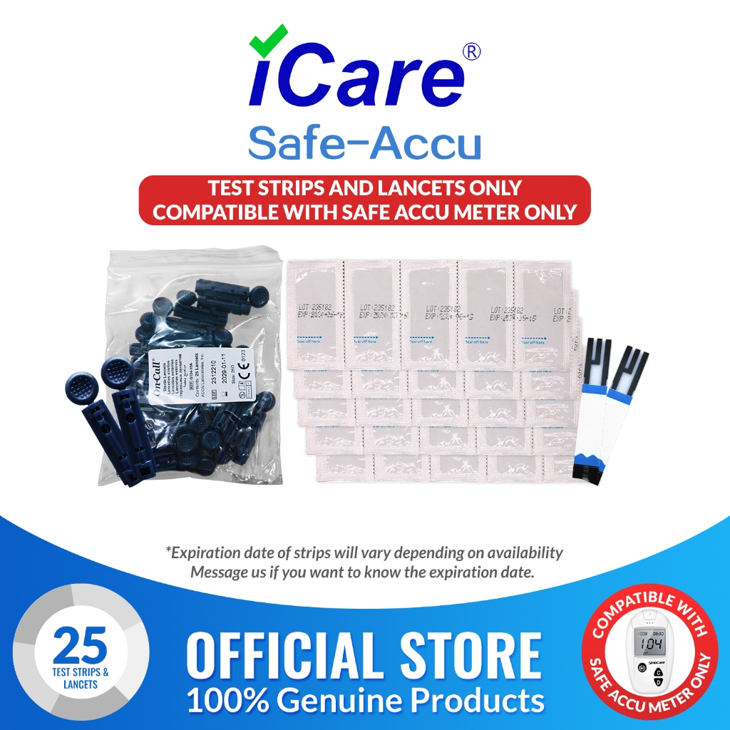 iCare T-P25 Safe Accu Test Strip (25pcs Individually Packed Blood ...