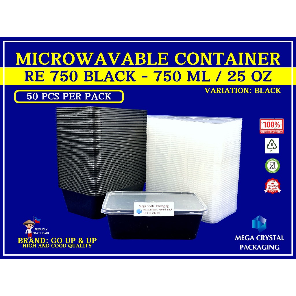 [ 50 Pcs ] Microwavable Plastic Container RE 750 - Rectangular 750 ml ...