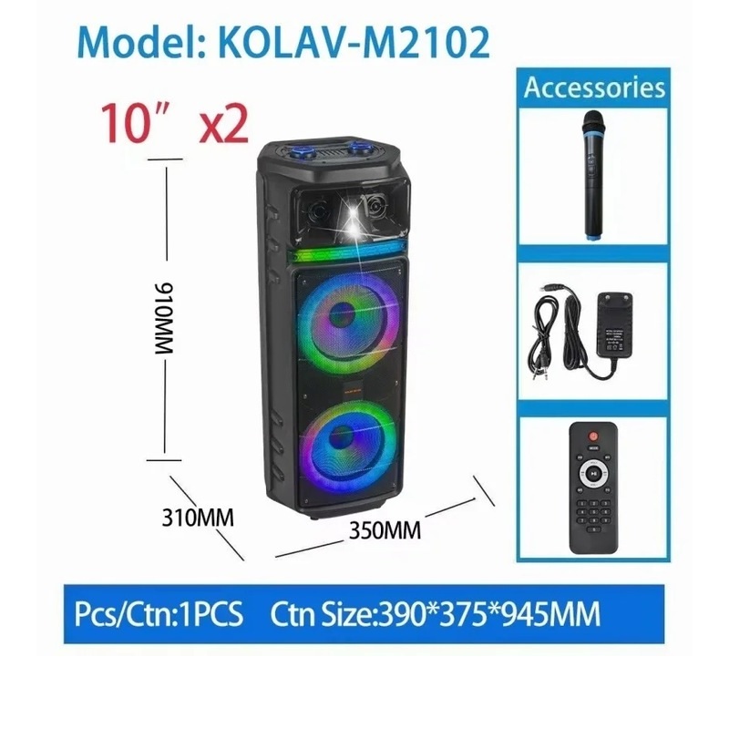 KOLAV-M2102 Boombox x2 10 Inch Horn Speaker Big TWS Good Quality ...