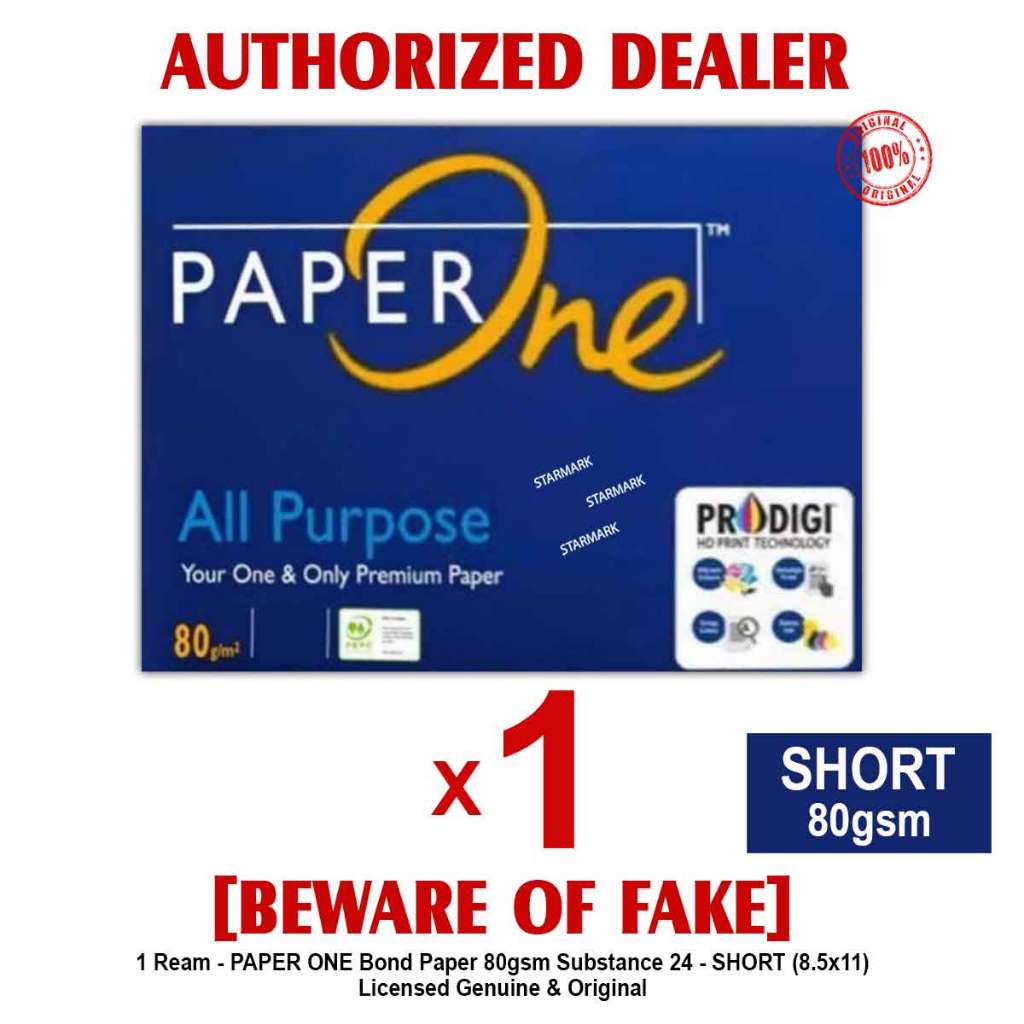PAPER ONE Bond Paper Papers SHORT 8.5x11in 80gsm Sub. 24 Copy Paper ...